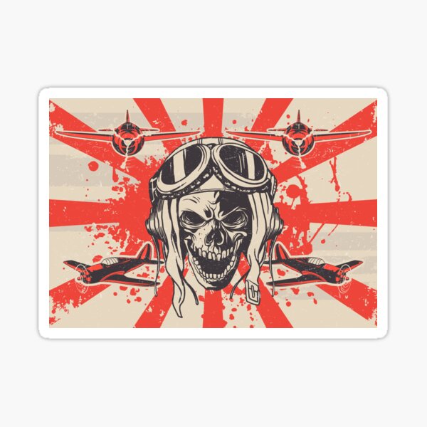 "Pilot skull kamikaze" Sticker by 4You4U | Redbubble