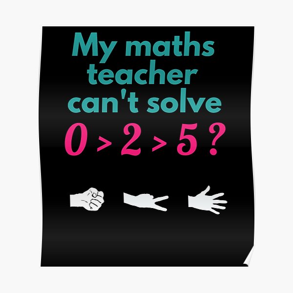 "Witty Rock Paper Scissors Maths Riddle" Poster by CraftLore | Redbubble