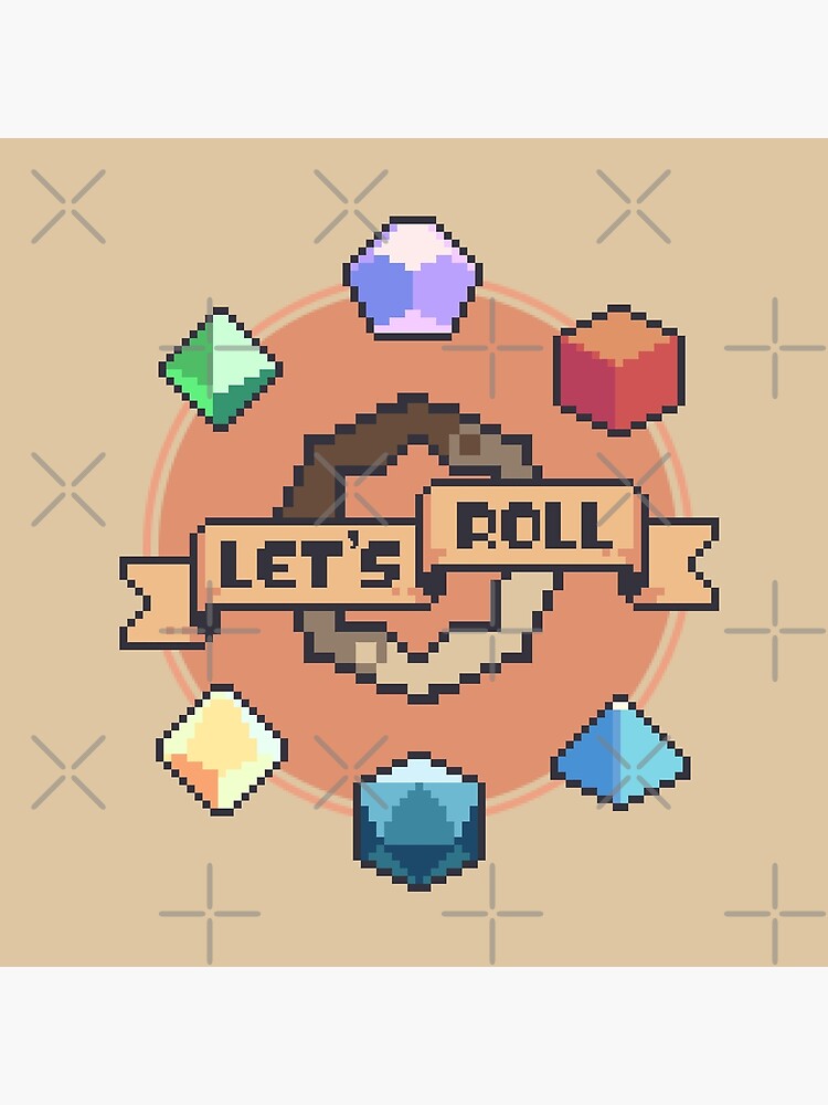 "Let's Roll Roleplaying D20 DnD Inspired Pixel Art Design with Colorful ...