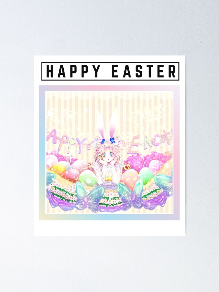 "Happy Easter Anime Girl " Poster for Sale by Theanimebubble | Redbubble