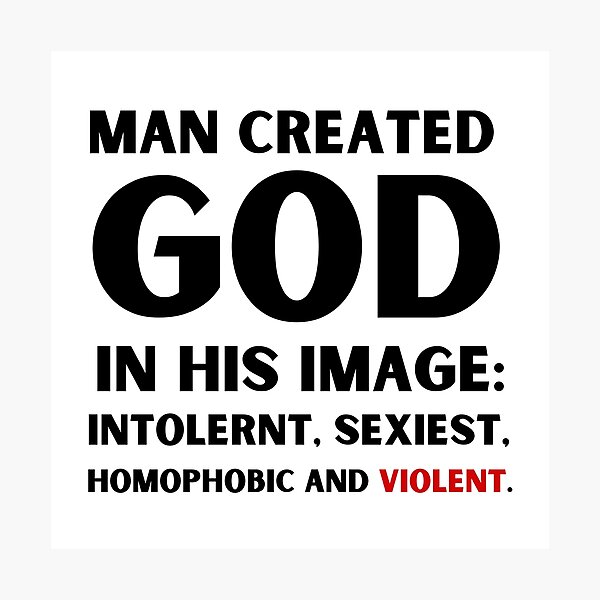 Lámina fotográfica «Ateo Godless Man creó a Dios a su imagen intolerante sexy homófobo violento ...