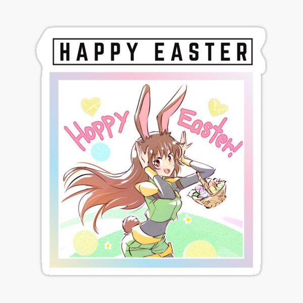 "Happy Easter Anime Girl " Sticker by Theanimebubble | Redbubble