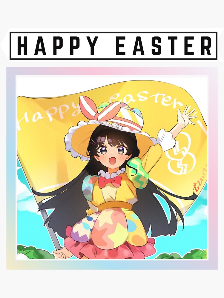 "Happy Easter Anime Girl " Sticker by Theanimebubble | Redbubble