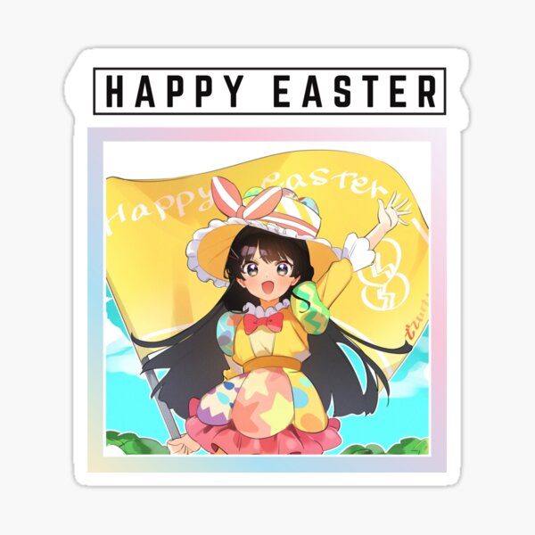 "Happy Easter Anime Girl " Sticker by Theanimebubble | Redbubble