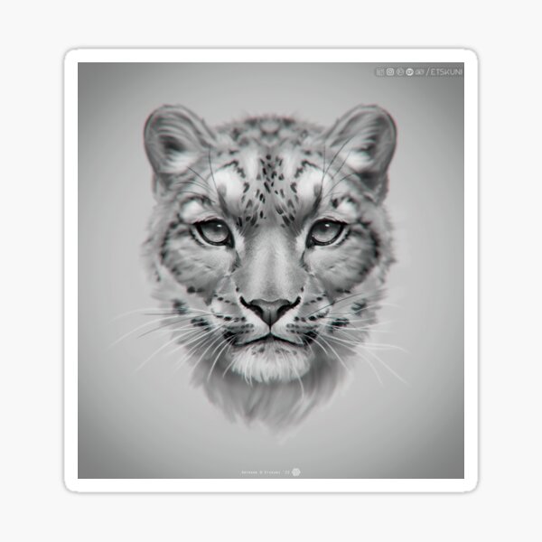 "snow-leopard" Sticker by EtskuniArt | Redbubble