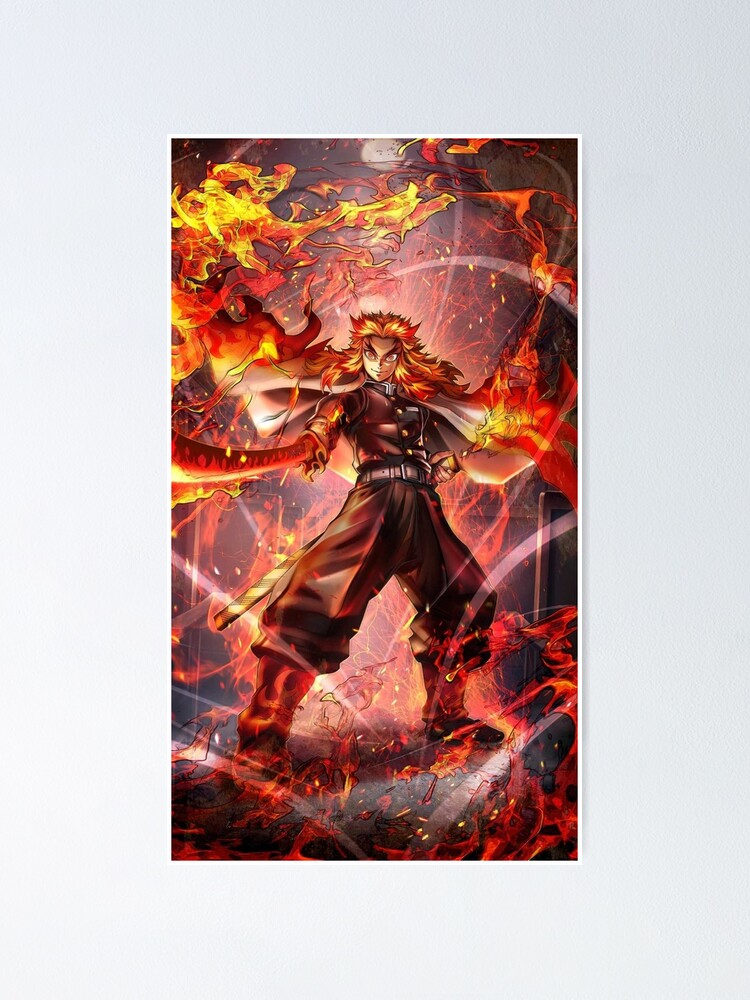 "Demon Slayer Kyojuro Rengoku" Poster by Marucchi | Redbubble
