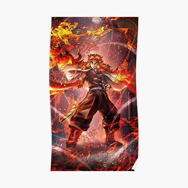 "Demon Slayer Kyojuro Rengoku" Poster by Marucchi | Redbubble