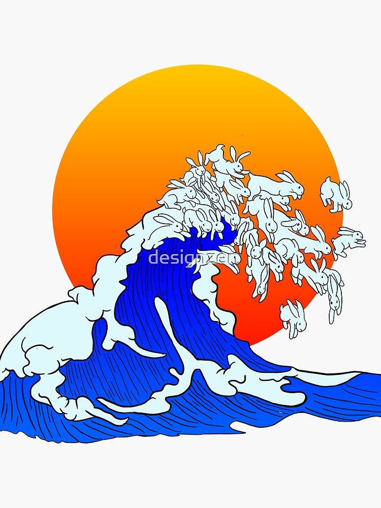 "easter bunnies wave ,happy easter bunny" Sticker by designzen | Redbubble