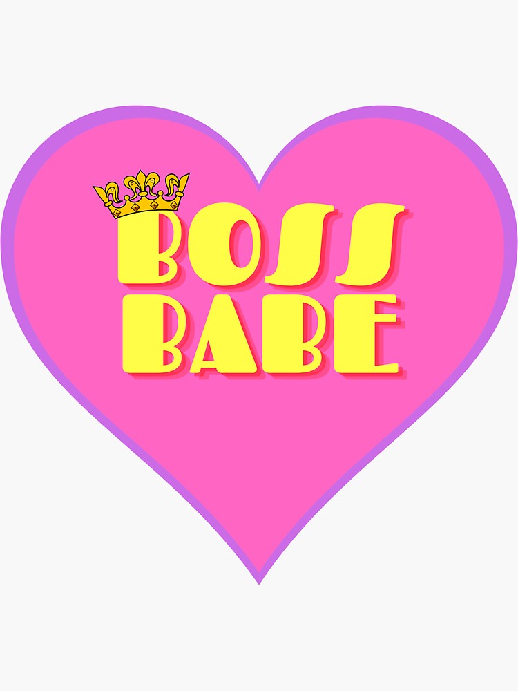 "Boss Babe Pink Purple Heart With Crown" Sticker by Richardl1993 ...