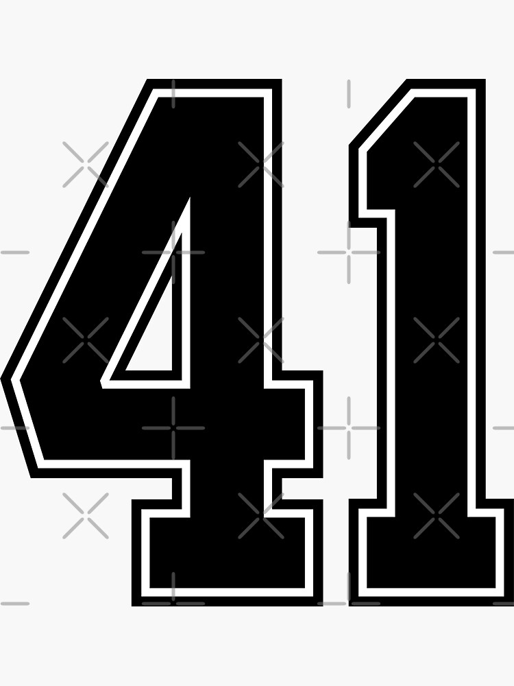 "Black Number 41 lucky sports jersey forty one" Sticker by HeavyStyle ...