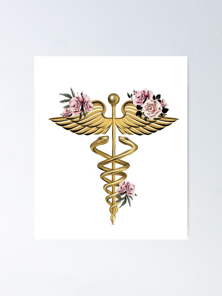 "Caduceus Art Medical, medical illustration art, floral caduceus ...