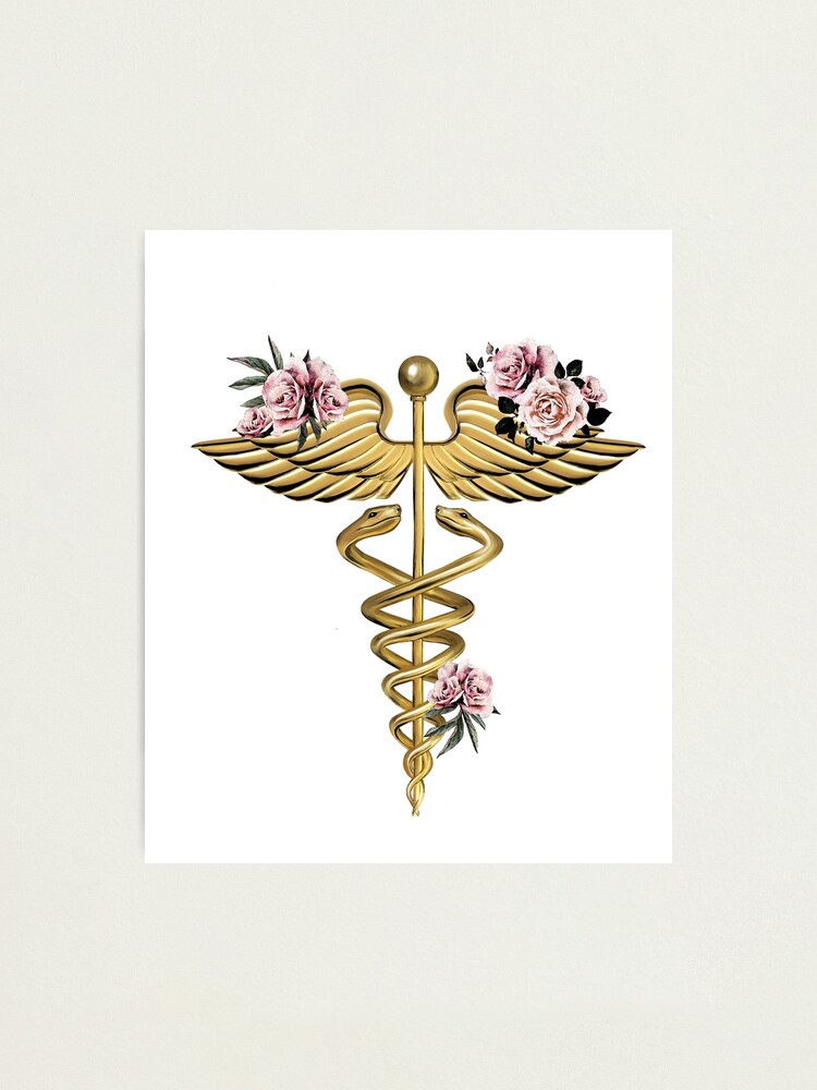 "Caduceus Art Medical, medical illustration art, floral caduceus ...