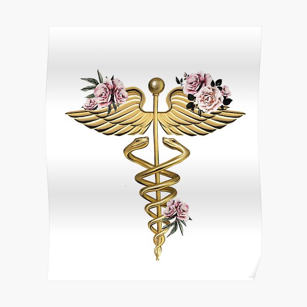 "Caduceus Art Medical, medical illustration art, floral caduceus ...