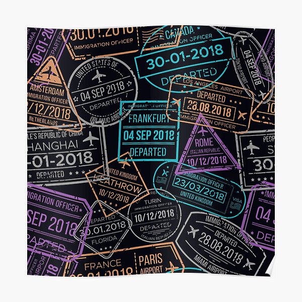 "Passport Stamps Design" Poster for Sale by ArtEclectic | Redbubble