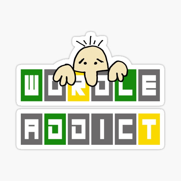 "Funny Wordle Addict Text and Little Man Word Game Design" Sticker by ...