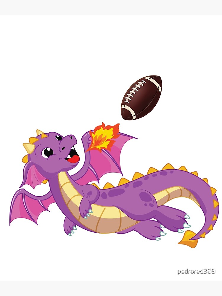 "Dragon Playing Rugby ,Funny Good Dragon Rugby Lovers Purple Design ...