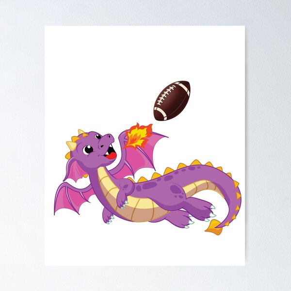 "Dragon Playing Rugby ,Funny Good Dragon Rugby Lovers Purple Design ...