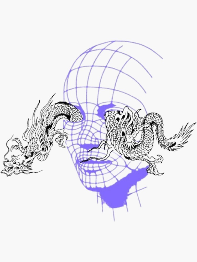 "Chinese Dragon Face" Sticker by ViSerendipity | Redbubble