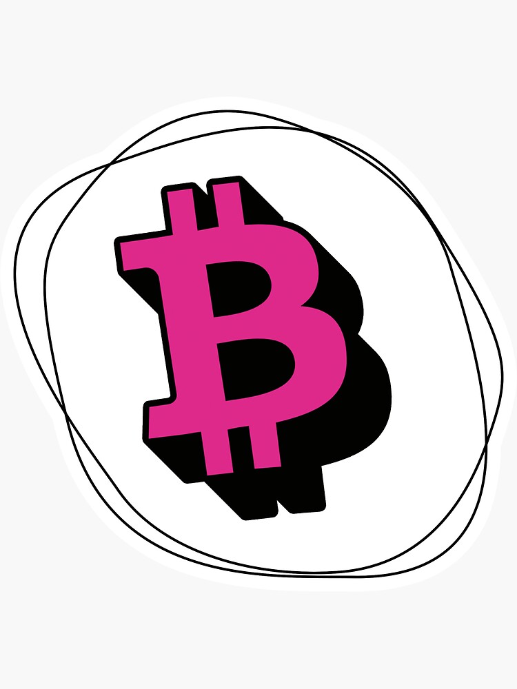 "Pink Bitcoin BTC Crypto Currency Sticker, Decal" Sticker by shamrook ...