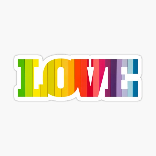 "Rainbow LOVE word art" Sticker by toadsforall | Redbubble