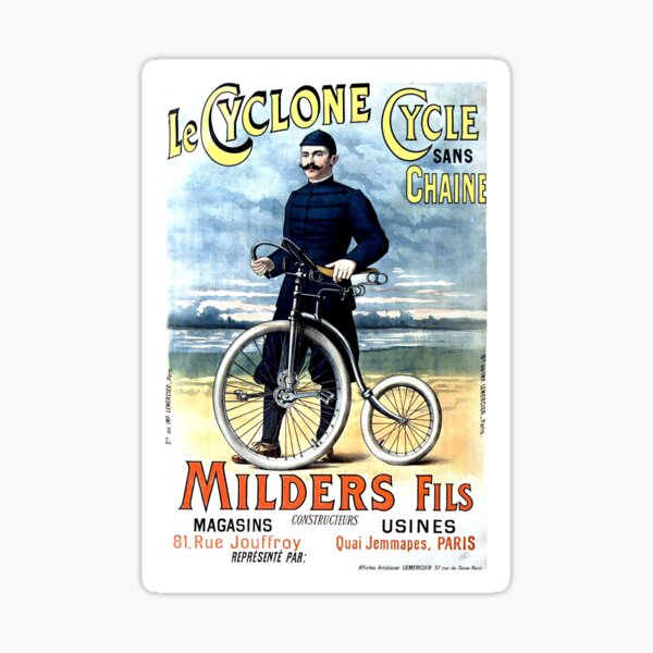 "CYCLONE CYCLE; Vintage Bicycle Advertising Print" Sticker for Sale by ...
