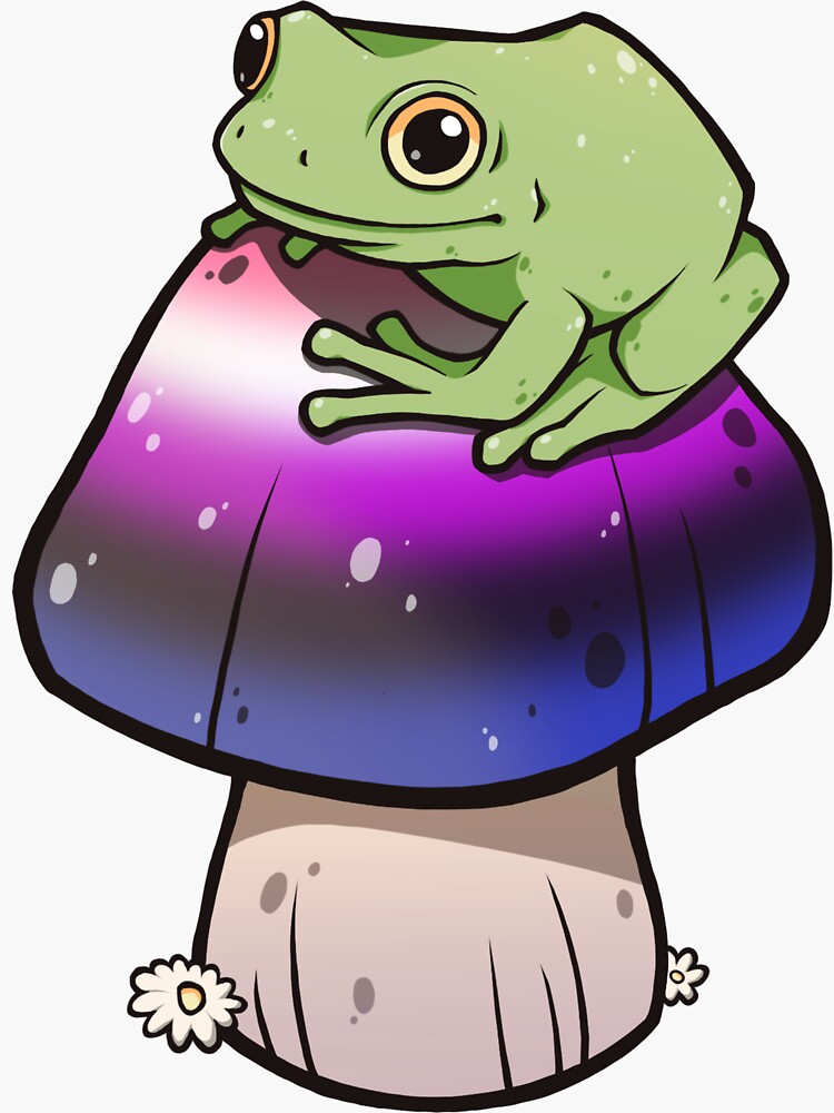 "Genderfluid Pride Mushroom Frog" Sticker by saltuurn | Redbubble