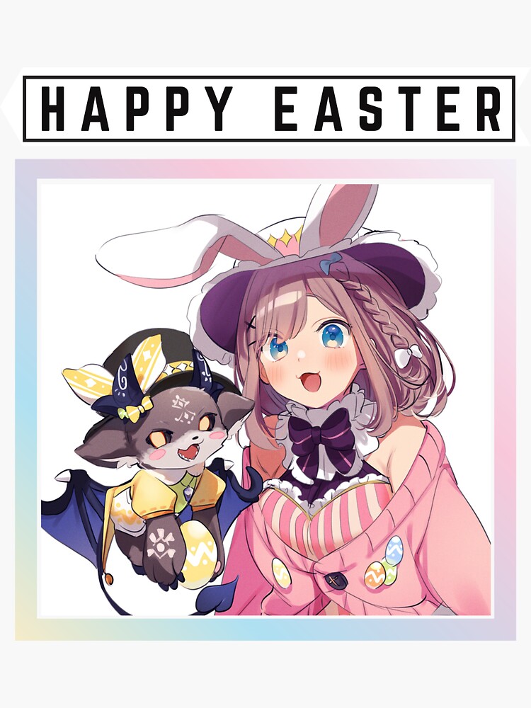 "Happy Easter Anime Girl " Sticker by Theanimebubble | Redbubble