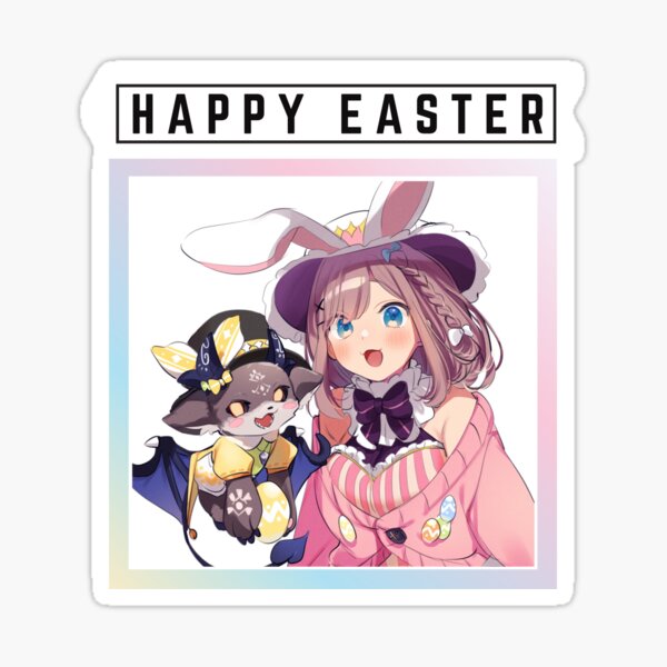 "Happy Easter Anime Girl " Sticker by Theanimebubble | Redbubble