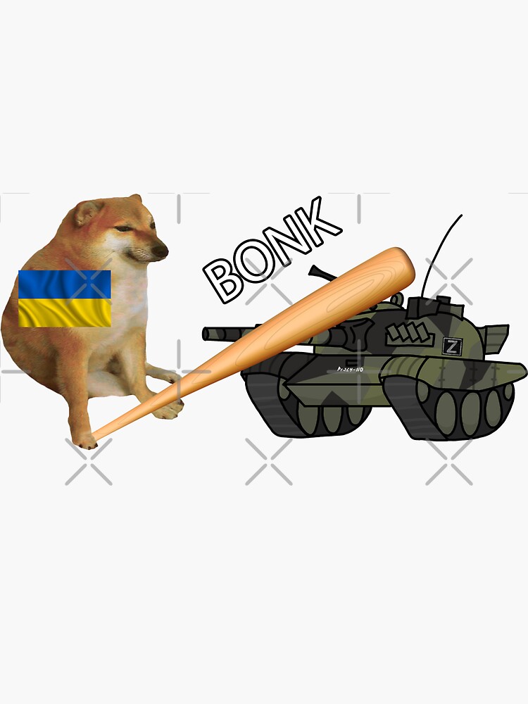 "Ukrainian Cheems Bonk a Russian Tank" Sticker for Sale by UncleApo ...