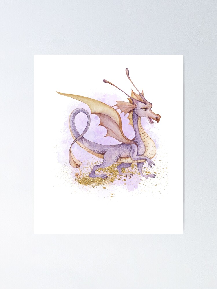 "Pastel Glitter Dragon" Poster for Sale by HappyLifeCreate | Redbubble