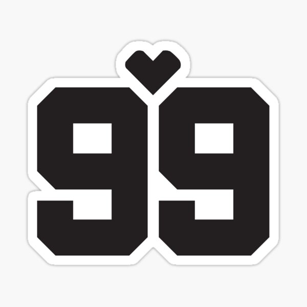 "American football number 99, black and white" Sticker by shinobix ...