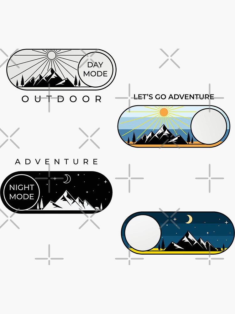 "Adventure Day And Night Design" Sticker for Sale by BeachHouseArt ...