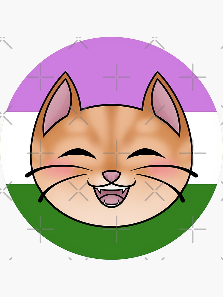 "Genderqueer Pride Pin - Orange Cat" Sticker for Sale by BlueJayArts04 ...