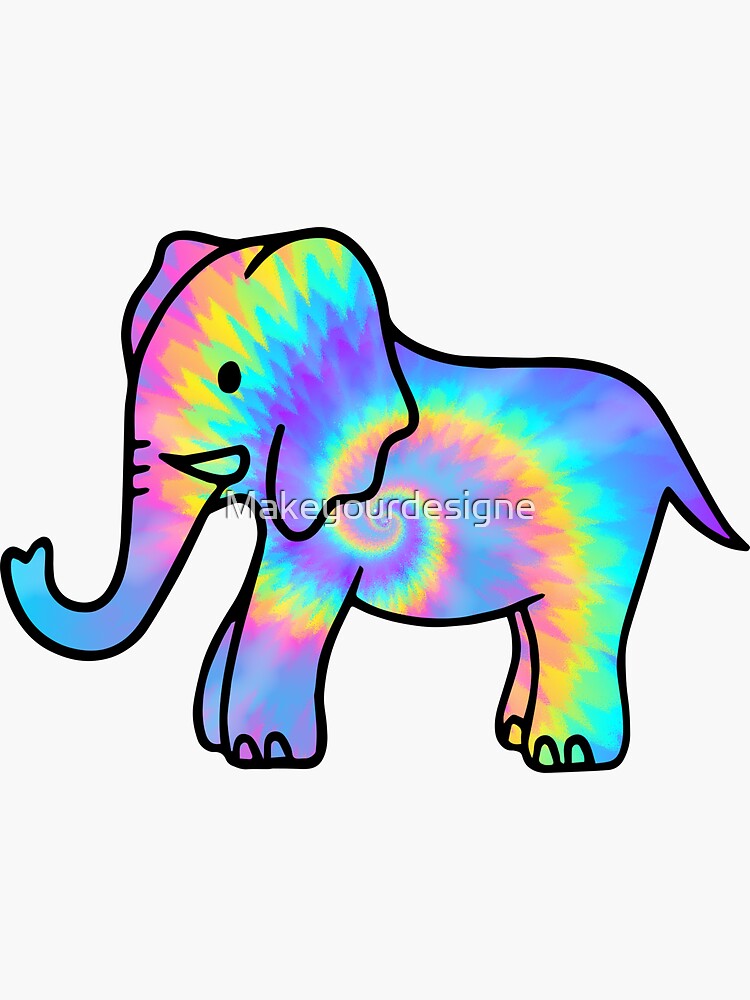 "Tie Dye Elephant" Sticker by Makeyourdesigne | Redbubble
