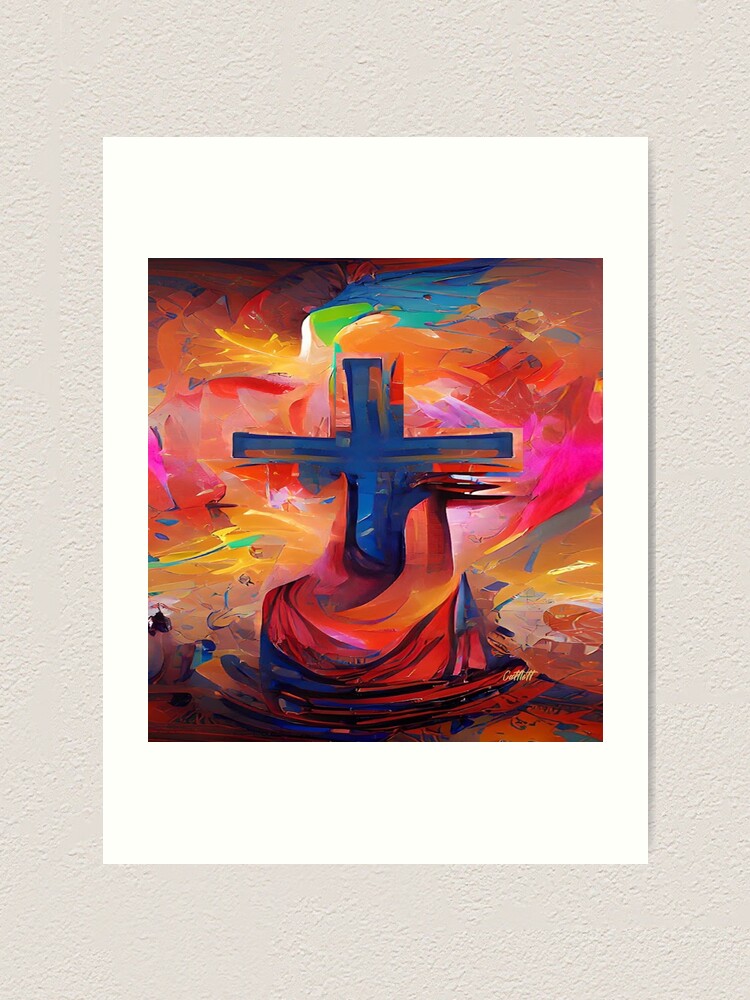 "Artsy Painting of Christian Cross" Art Print for Sale by CattlettArt ...