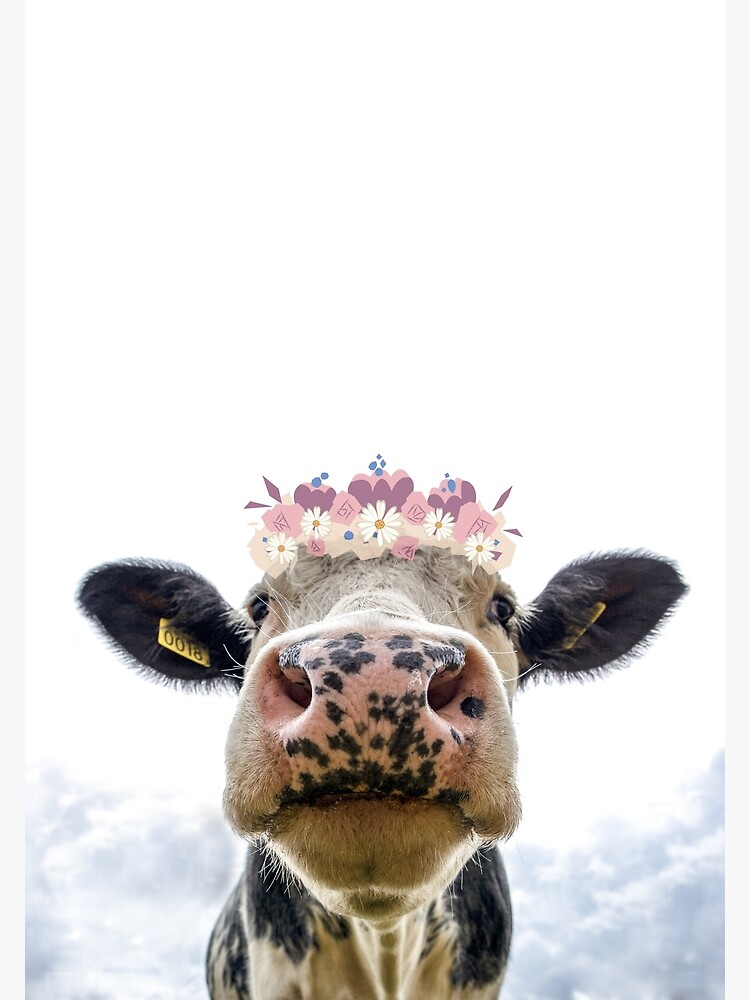 "Flower Crown Cow Wall Art Print, Cow Goddess Poster " Art Print for ...