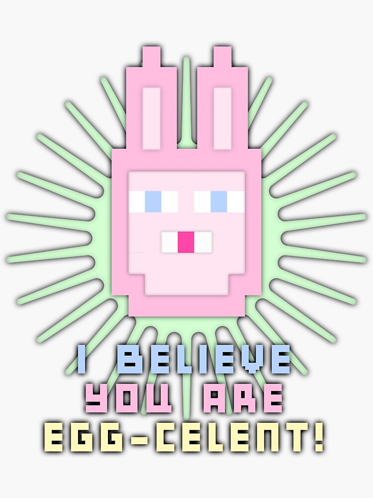 "8 Bit Pixel Bunny Rabbit (Easter - Ver. 2)" Sticker by AbsurdlyEpic ...