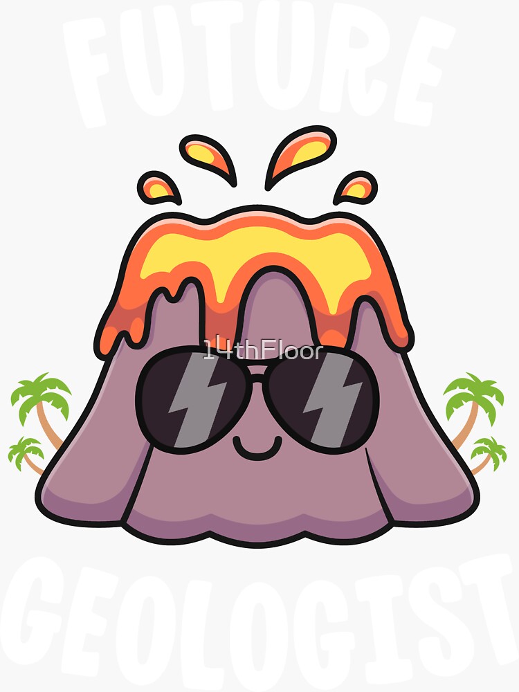 "Future Geologist Cute Kawaii Volcano Science Geology" Sticker by ...