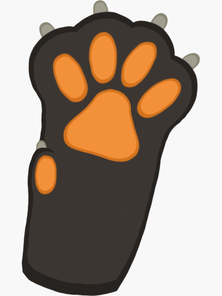 "Black orange cat paw" Sticker by XLiviia | Redbubble