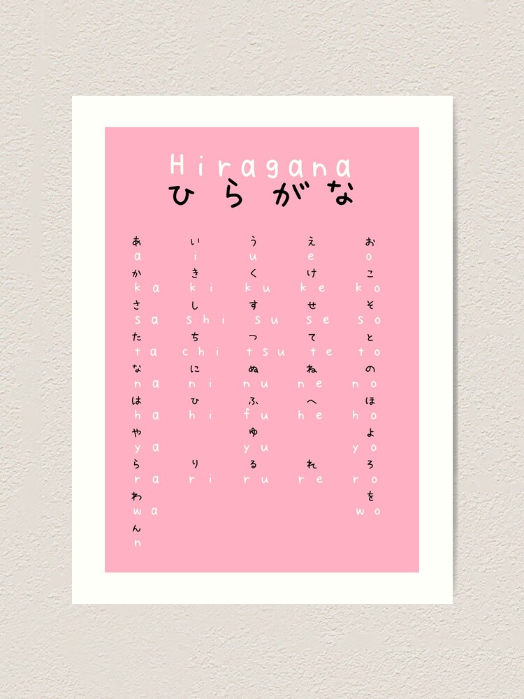 "Pink Hiragana Chart (Japanese Language Learning)" Art Print for Sale ...