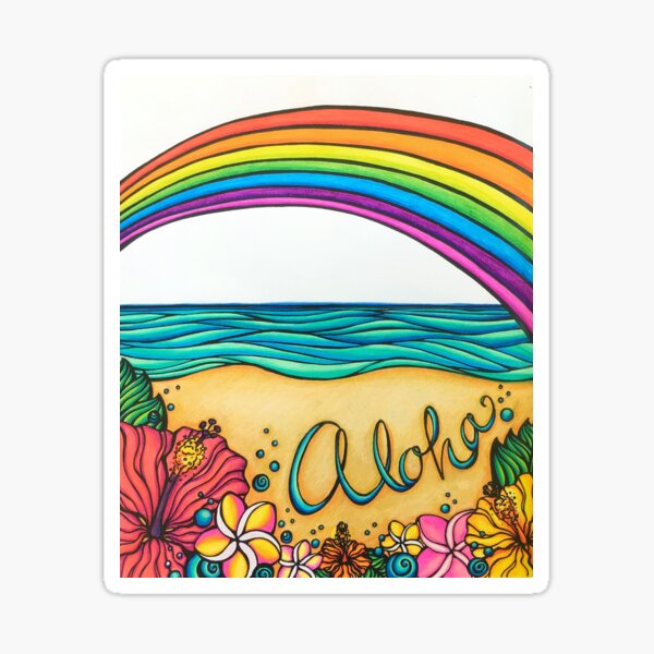 "Aloha Hawaii (Drawing)" Sticker for Sale by STEPHANIEBOINAY | Redbubble