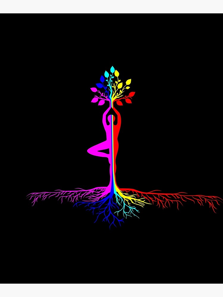 "Rainbow Color Yoga Tree Pose, Tree of Life Yoga, Yoga Tree Image ...