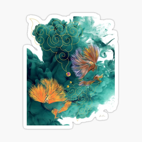 "♥ Bettas, fans of Siamese fighting fish ☼" Sticker by bocikatica ...