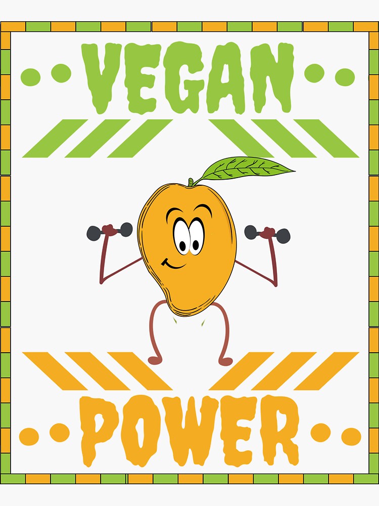 "Vegan Power - Funny Motivational Vegan Athlete" Sticker for Sale by ...
