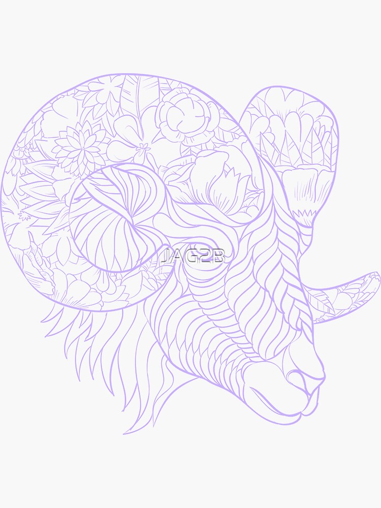 "Drawing of aries head" Sticker by JAG2B | Redbubble
