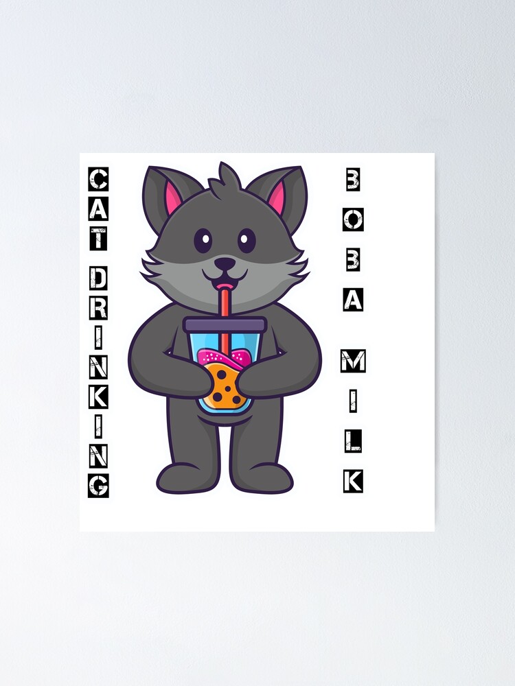 "Tom Cat drinking Boba Milk Funny Cats Boba Tea Bubble Tea For ...