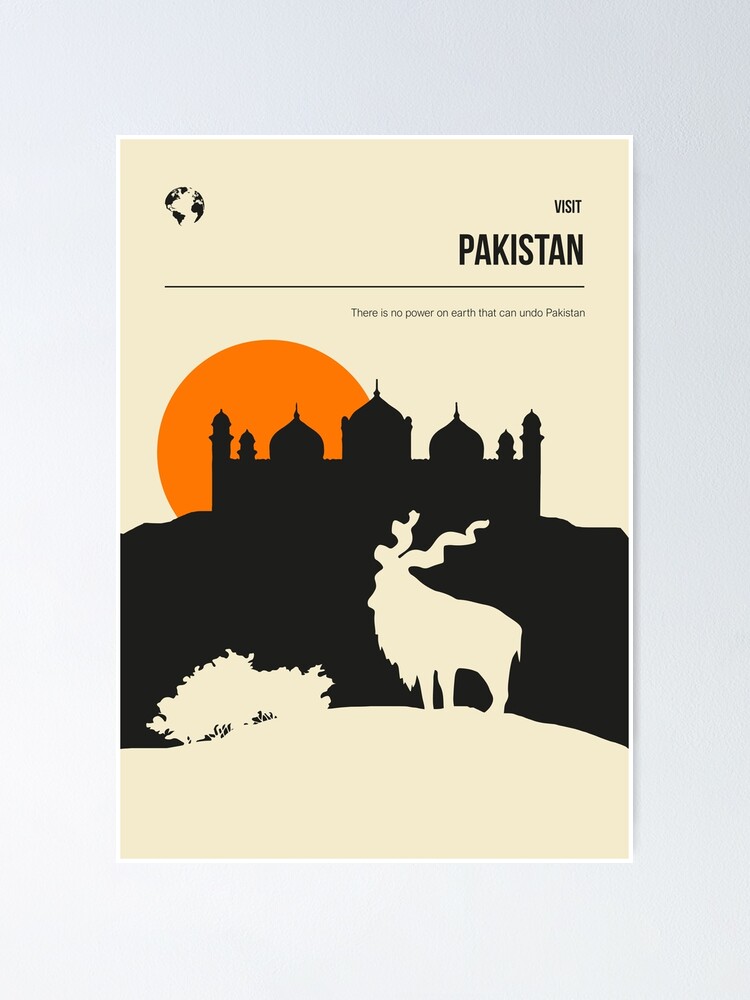 "Pakistan Vintage Minimal Book Cover Markhor Travel Poster" Poster for ...