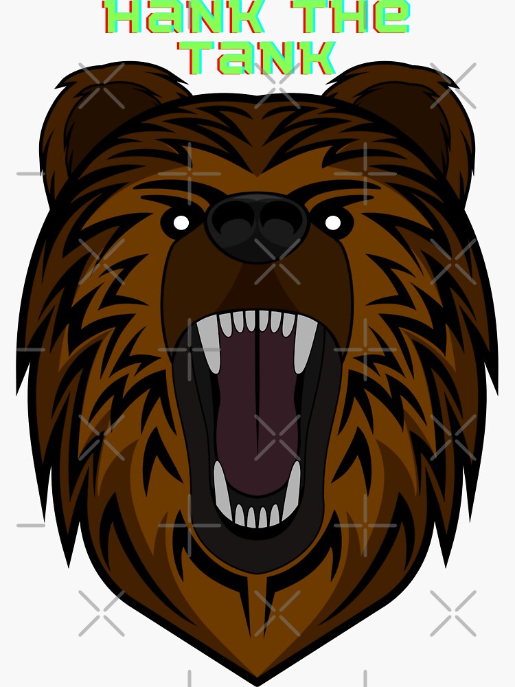 "Hank The Tank Bear" Sticker by themora | Redbubble