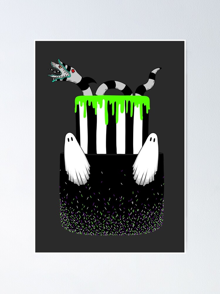 "Tim Burton’s Beetlejuice (Betelgeuse) inspired cake with ghosts and ...