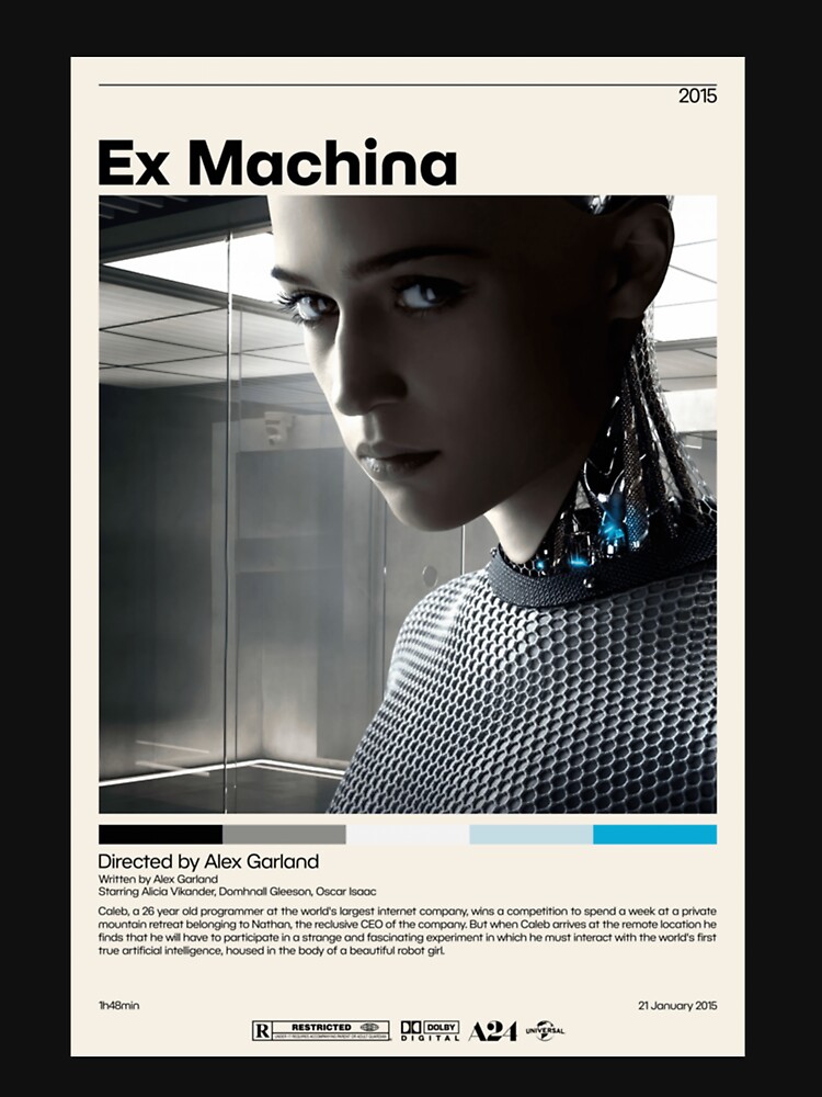 "Ex Machina Alex Garland, Minimalist Movie Poster, Vintage Retro Art ...